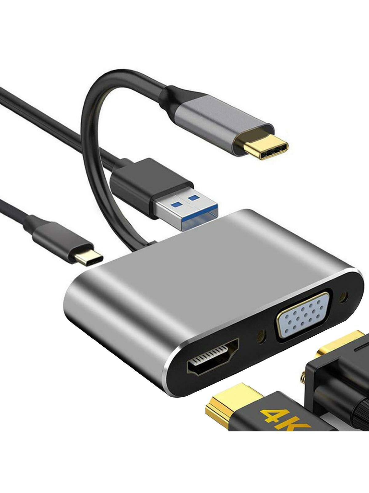 USB Type C Hubs to HDMIcompatible 4K and VGA Docking Station for Switches with Portable Design