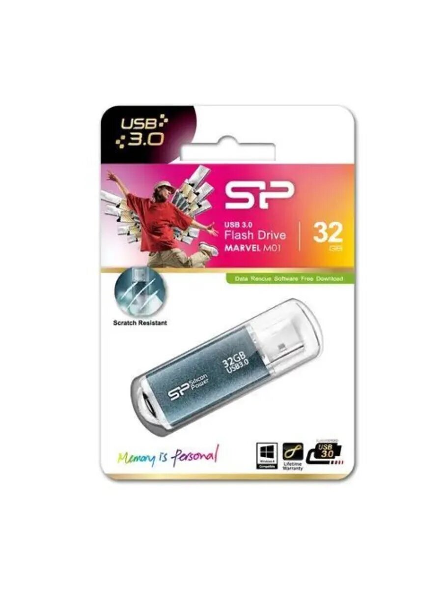 32 ГБ Marvel M01 SP032GBUF3M01V1B голубой USB 3.2 Gen 1 A