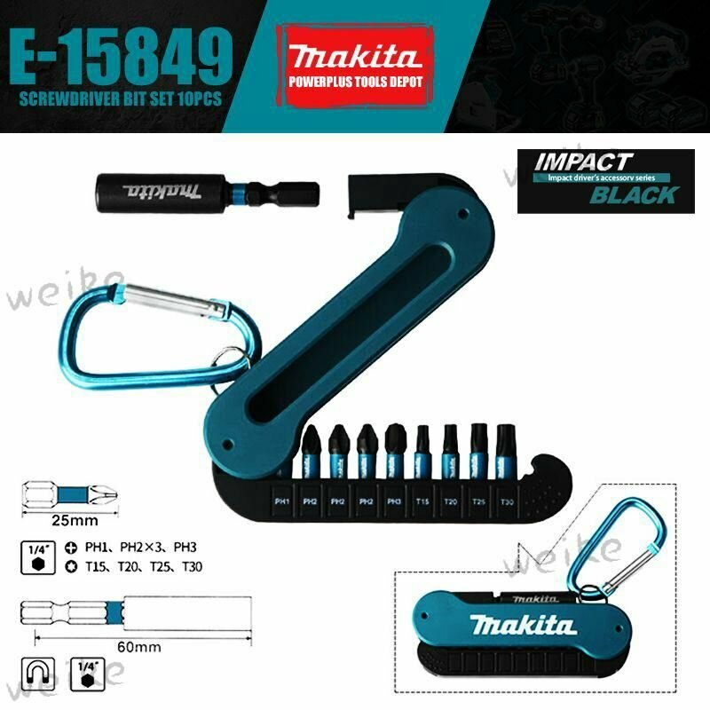 Makita E-15849 Набор бит для ударных черных отверток Аксессуары для электроинструмента Брелок