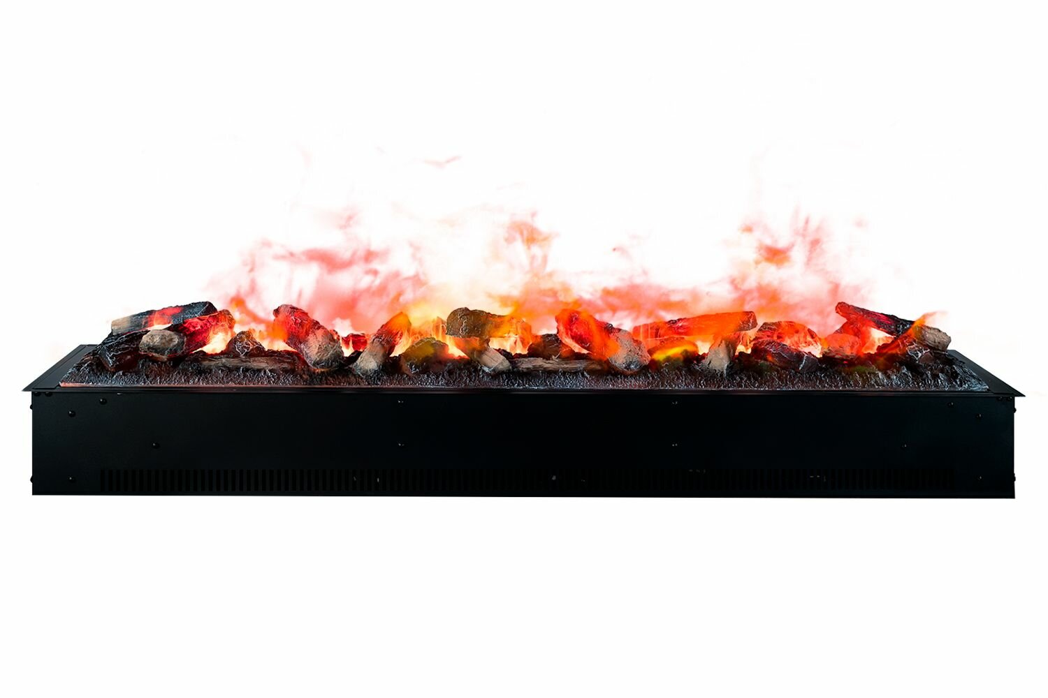 Паровой очаг 3D Cassette 1500 RGB LED, звуковые эффекты треска дров, управление с телефона, разноцветное пламя, металлическая панель и декоративные дрова в комплекте