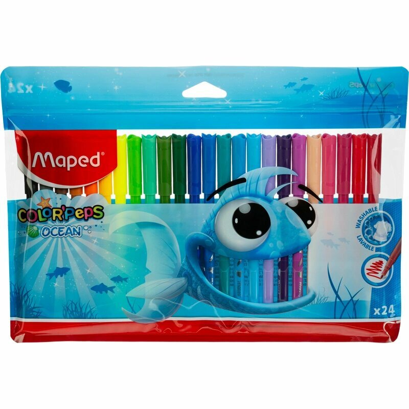 Фломастеры Maped COLOR'PEPS OCEAN, супер-смываемые,24цв/наб,845722
