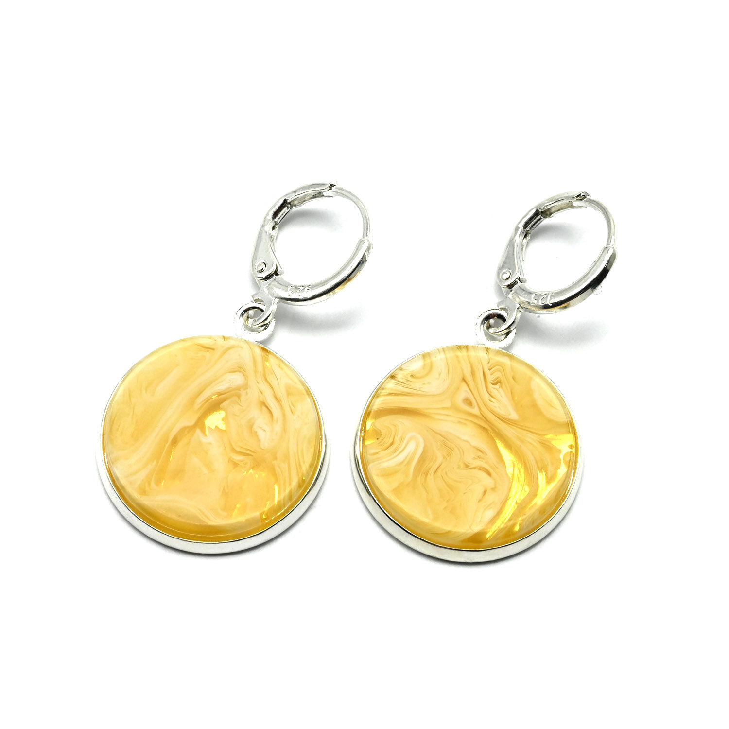 Серьги с подвесками, янтарь