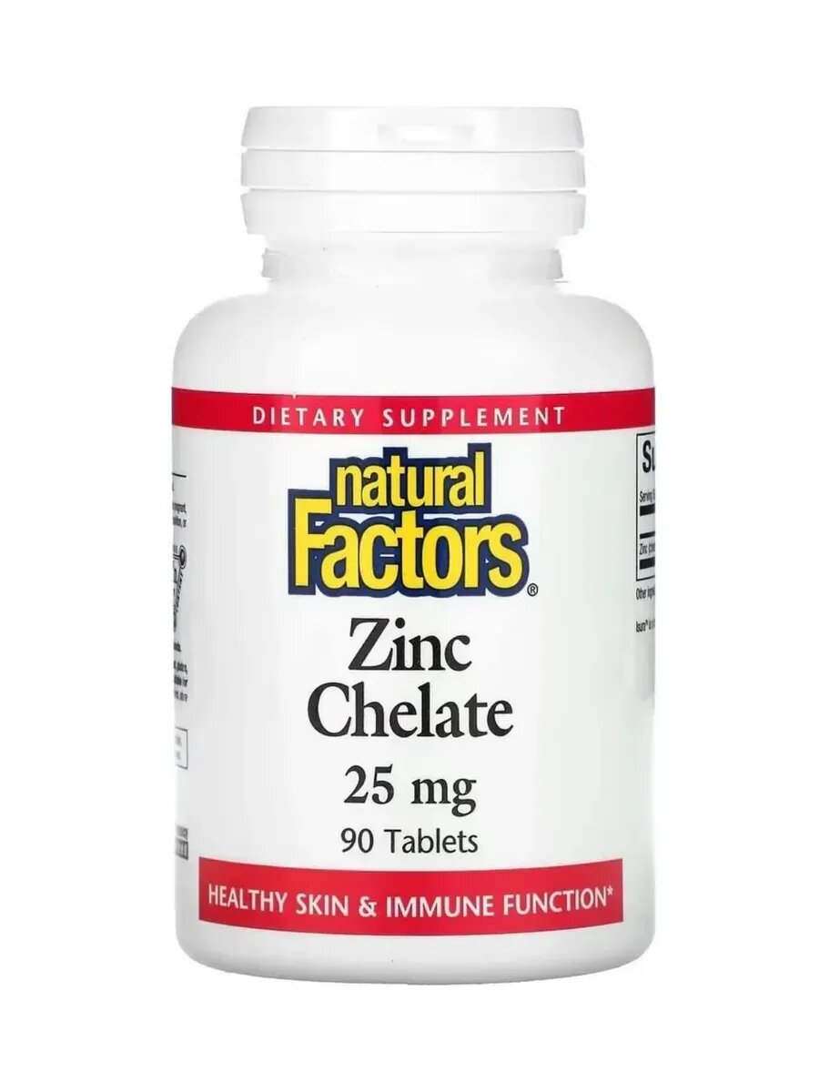 Natural Factors, хелат цинка, 25 мг, 90 таблеток
