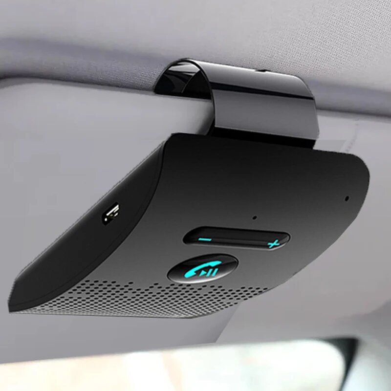 Солнцезащитный козырек Динамик громкой связи Bluetooth 5.0 Аудиокомплект Беспроводной музыкальный адаптер Громкоговоритель Поддержка голосового управления Siri для IPhone, BT V5.0