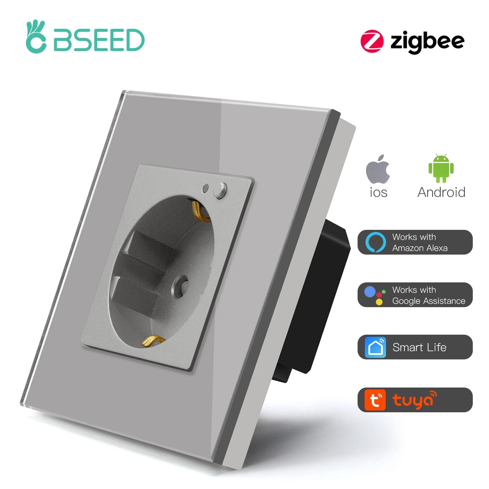 Умная розетка Bseed ZigBee черная, EU, 110-250 В, Grey 1 Stock, 1