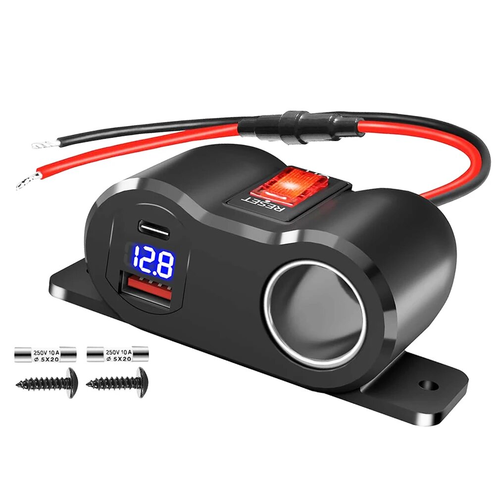 Новый 12 В QC3.0 и PD3.0 розетка прикуривателя с вольтметром USB автомобильное зарядное устройство адаптер питания для легкового морского грузовика, QC-PD-Socket