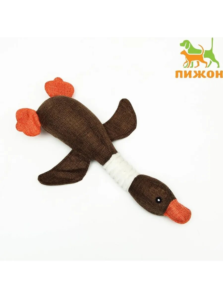 Мягкая текстильная утка для собак с пищалкой