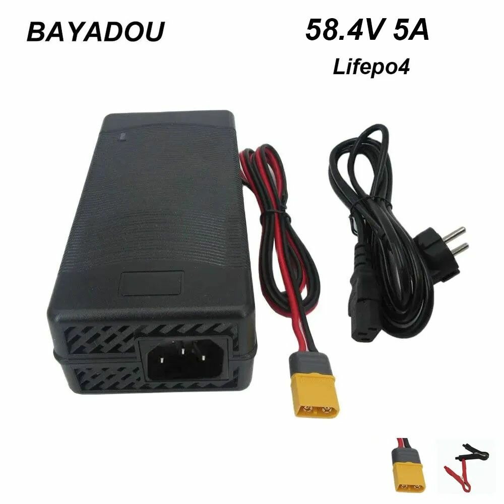 58.4V 5A Lifepo4 Электрический велосипед зарядное устройство XT60 48V 16S Электрический велосипед