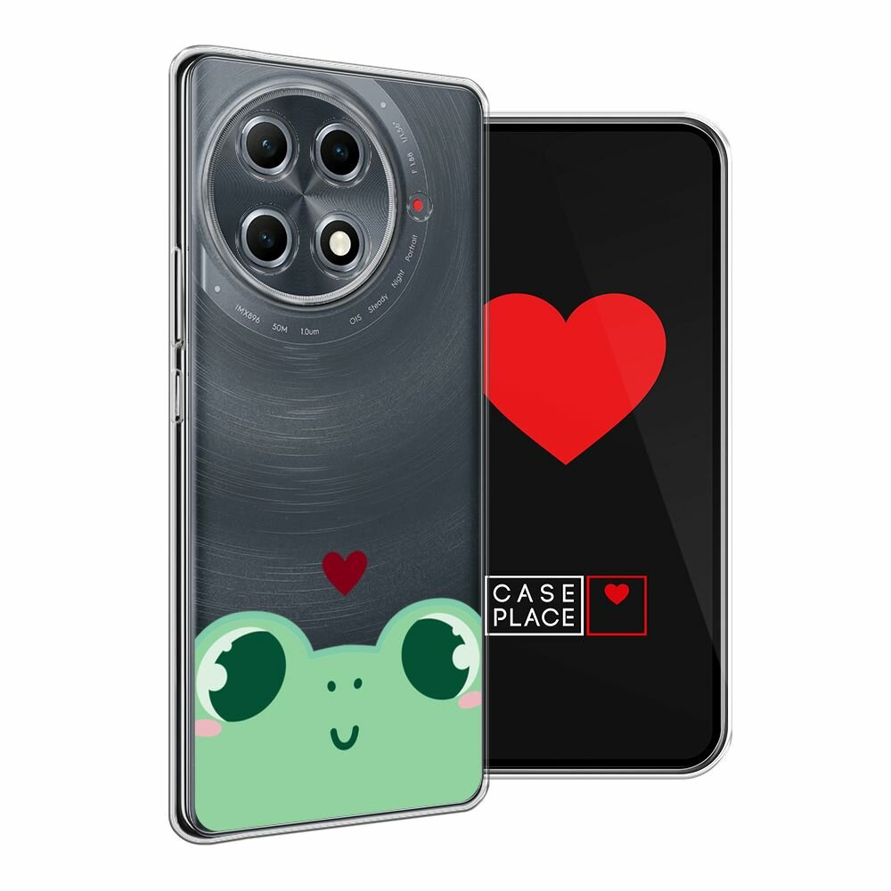 Чехол на Tecno Camon 30S Pro / Текно Камон 30S Про с принтом "Влюблённая лягушка - 14 февраля", прозрачный — фото 1