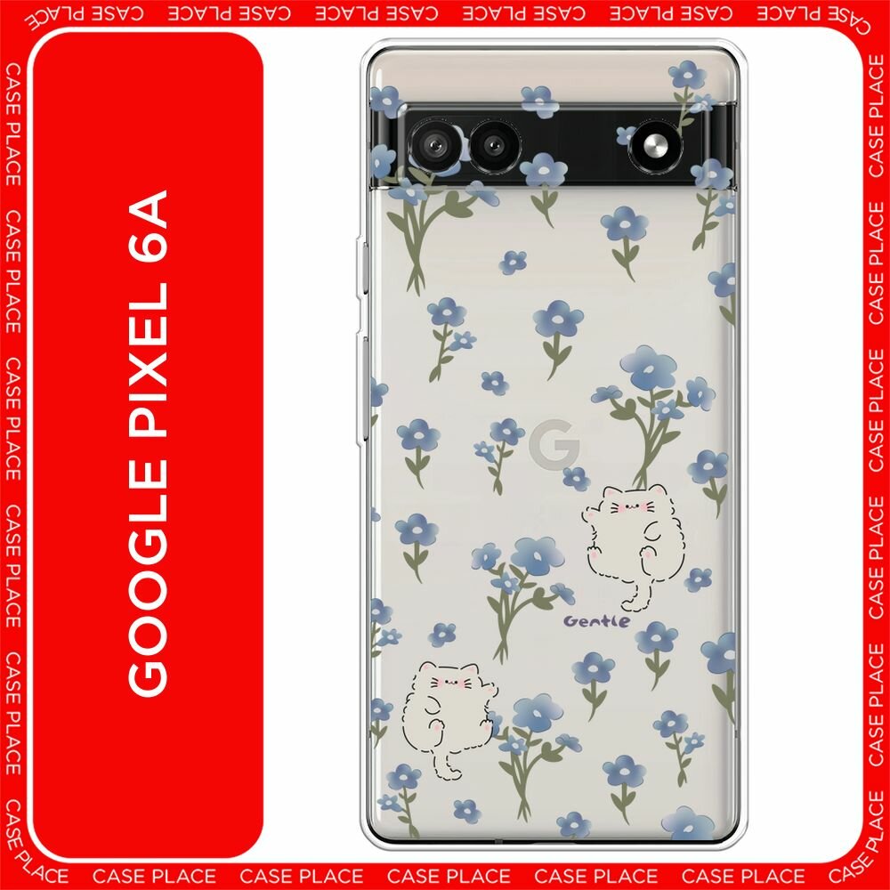 Чехол на Google Pixel 6A / Гугл Пиксель 6A с принтом "Gentle cats", прозрачный