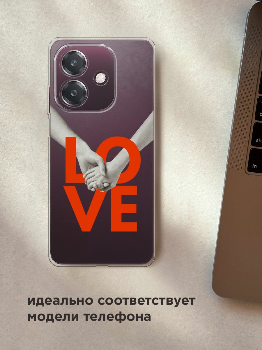 Чехол на Oppo A3/A3x / Оппо А3/A3x с принтом "Love holding hands - 14 февраля", прозрачный — фото 1