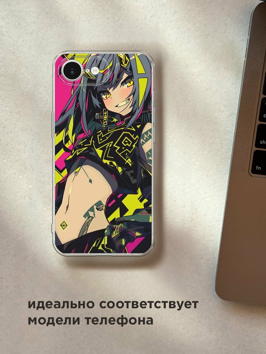 Чехол на Apple iPhone 16e/17e / Айфон 16е/17e с принтом "Девушка в кибер костюме" — фото 1