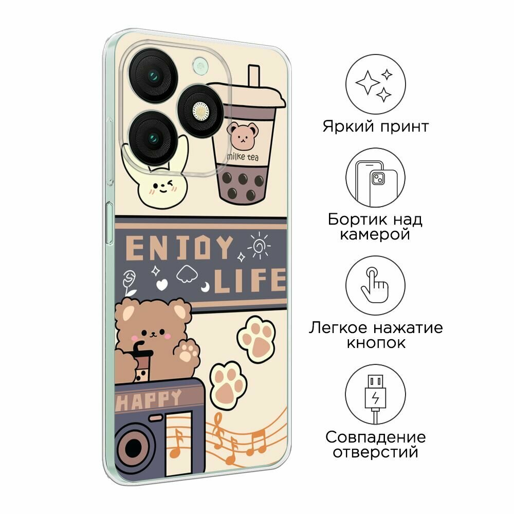 Силиконовый чехол на Itel A50 / Ител А50 с принтом "Enjoy life 1" — фото 1