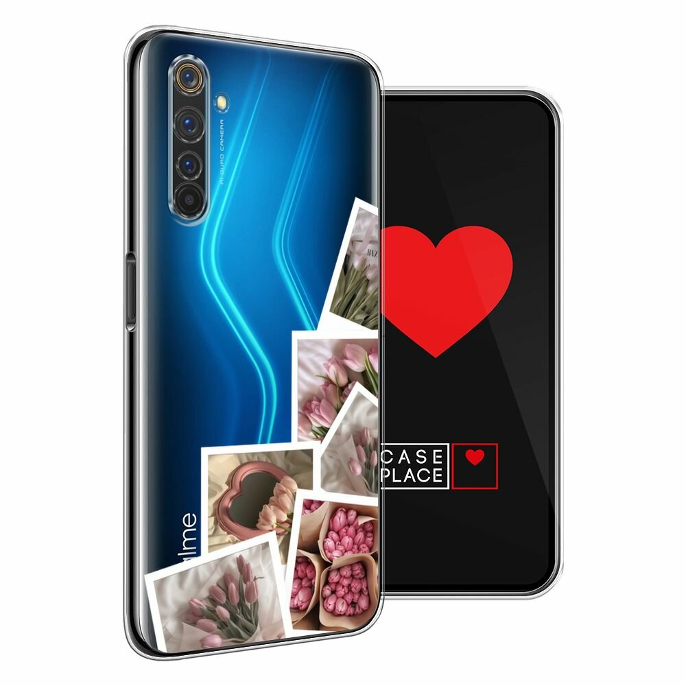 Чехол на Realme 6 Pro / Реалми 6 Про с принтом "Весенние фото - 8 марта", прозрачный — фото 1