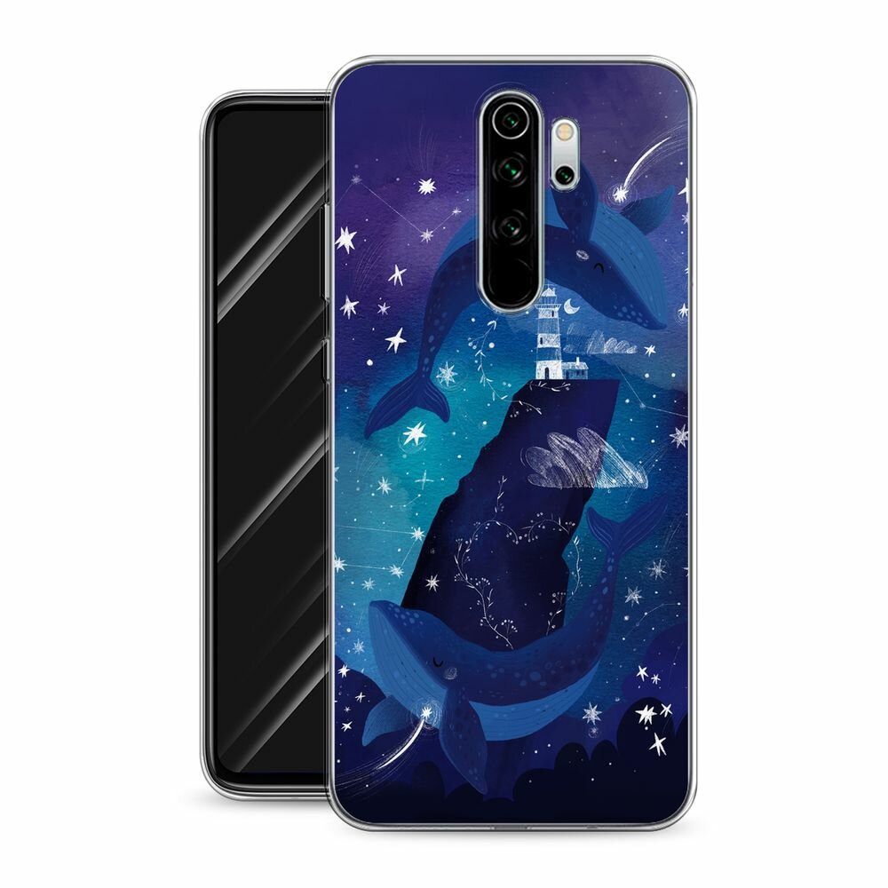 Чехол на Xiaomi Redmi Note 8 Pro / Сяоми Редми Нот 8 Про с принтом "Ночные киты" — фото 1