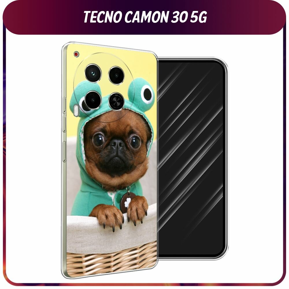 Чехол на Tecno Camon 30 5G / Текно Камон 30 5G с принтом "Собачка в шапке лягушки"