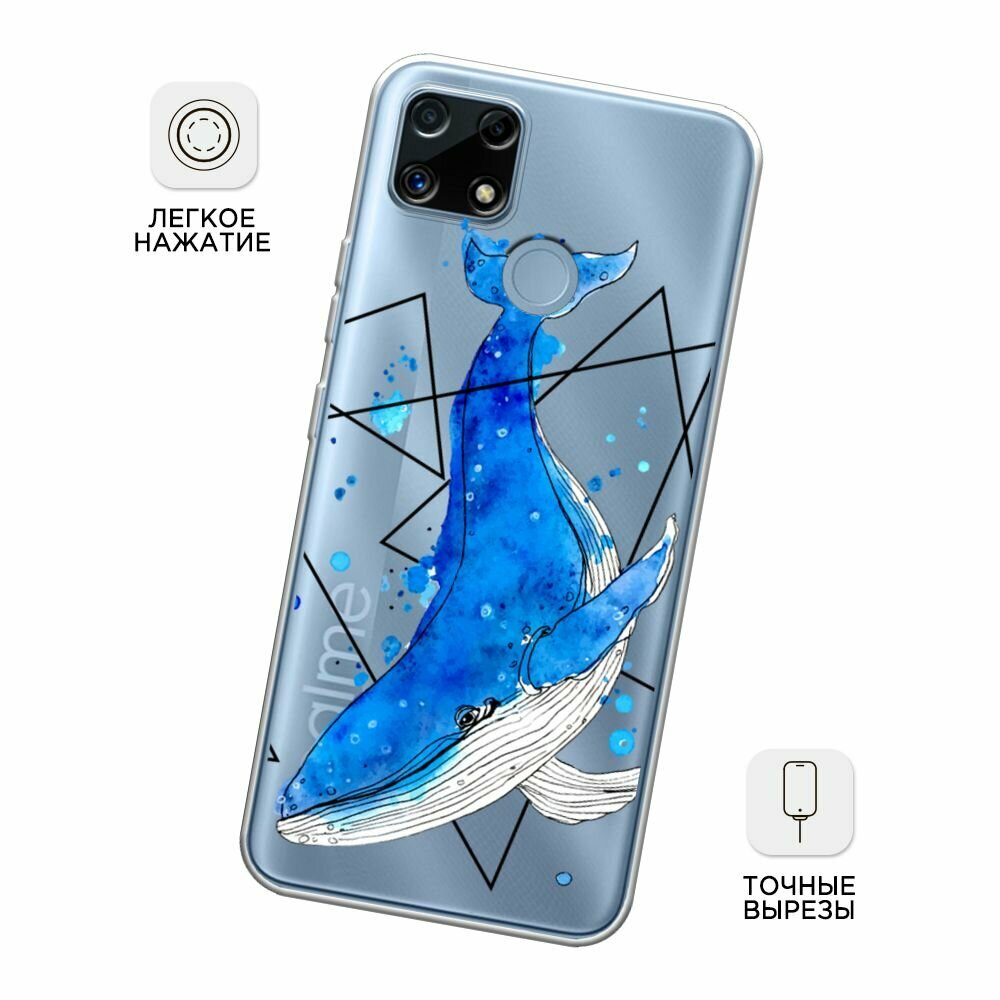 Чехол на Realme C25/C25s / Реалми С25/C25s с принтом "Кит графика", прозрачный — фото 1