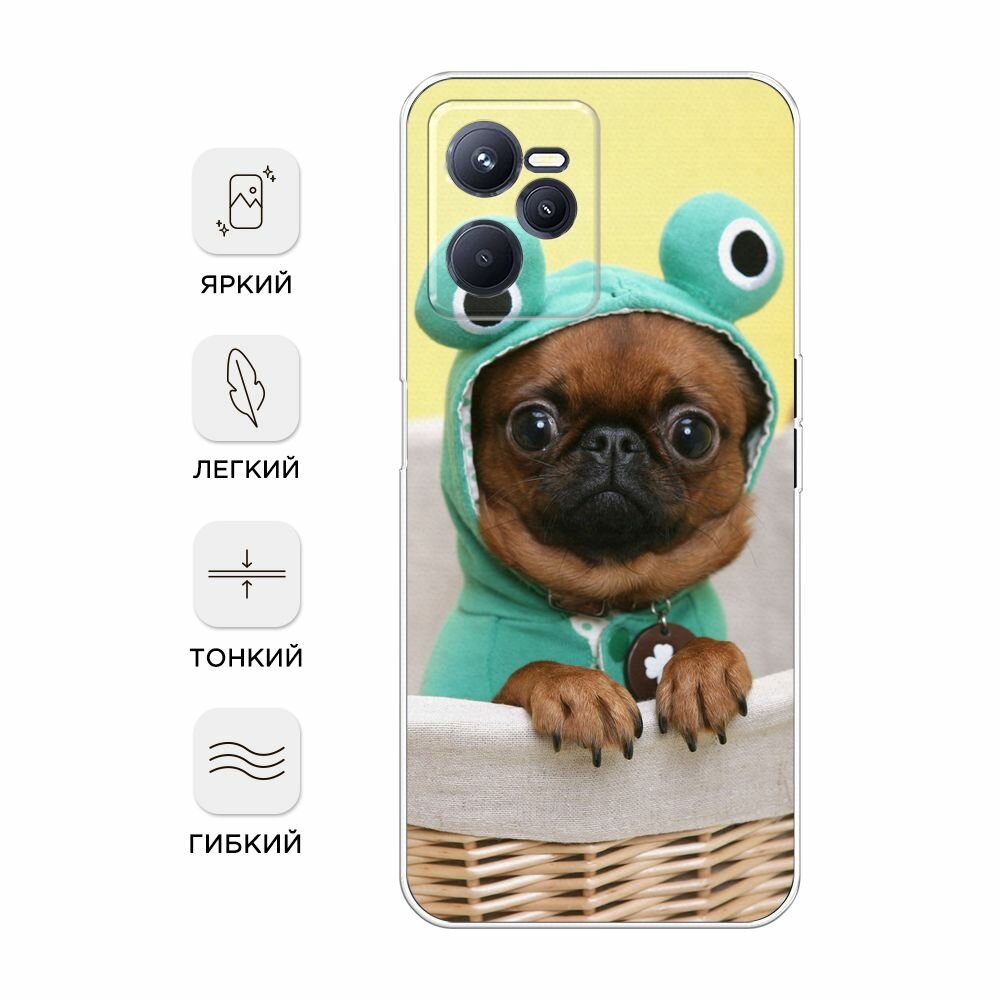 Чехол на Realme C35 / Реалми C35 с принтом "Собачка в шапке лягушки" — фото 1