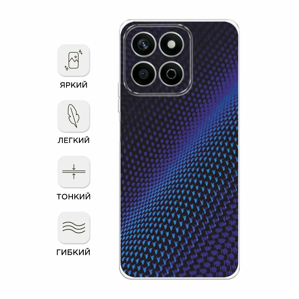 Силиконовый чехол на Honor X7c / Хонор X7c с принтом "Синий карбон" — фото 1