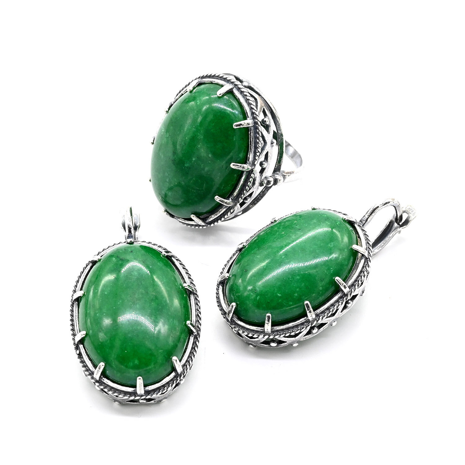 Серьги, хризопраз