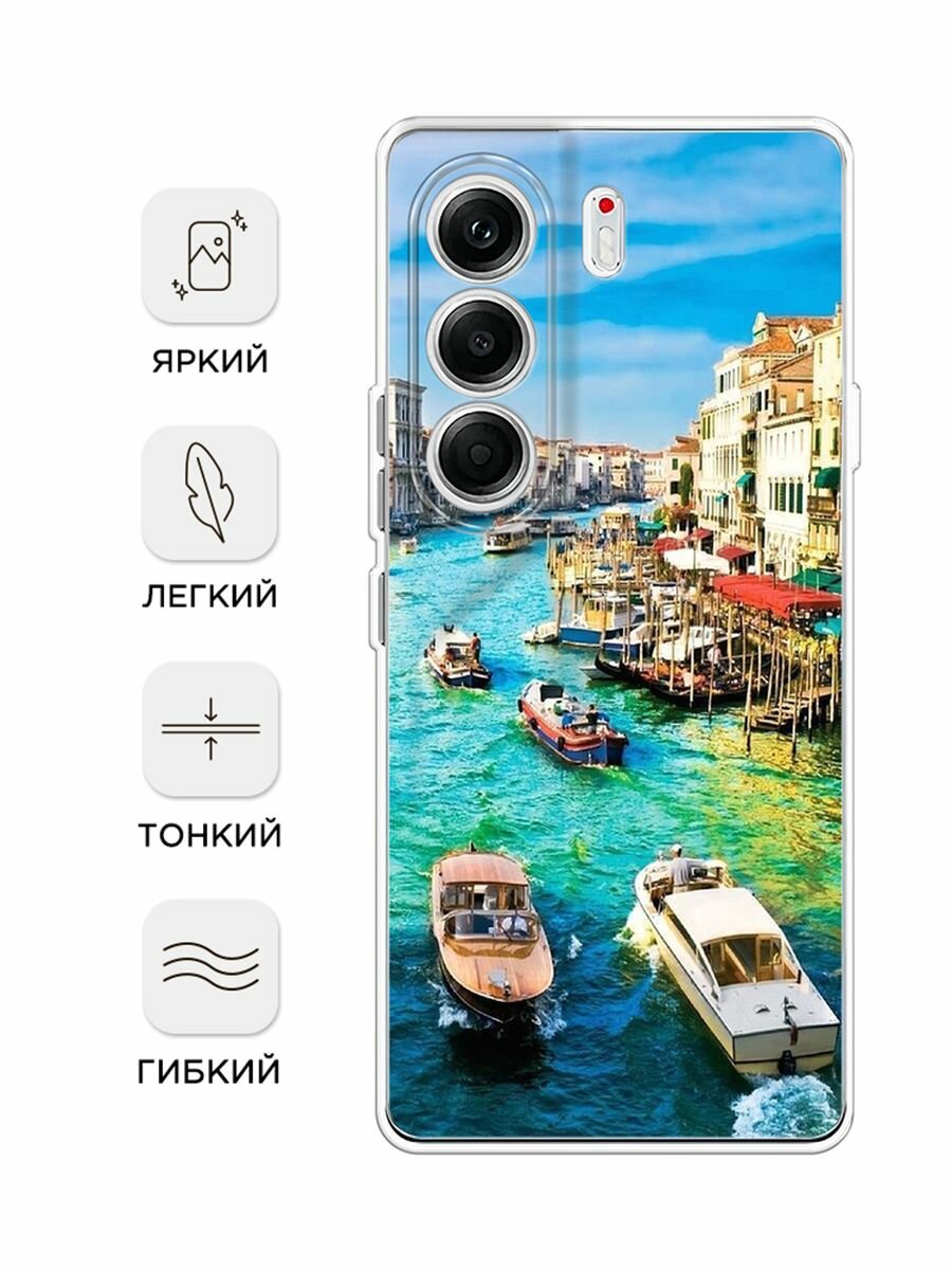 Чехол на Tecno Camon 40 Pro / Текно Камон 40 Про с принтом "Каналы Венеции" — фото 1