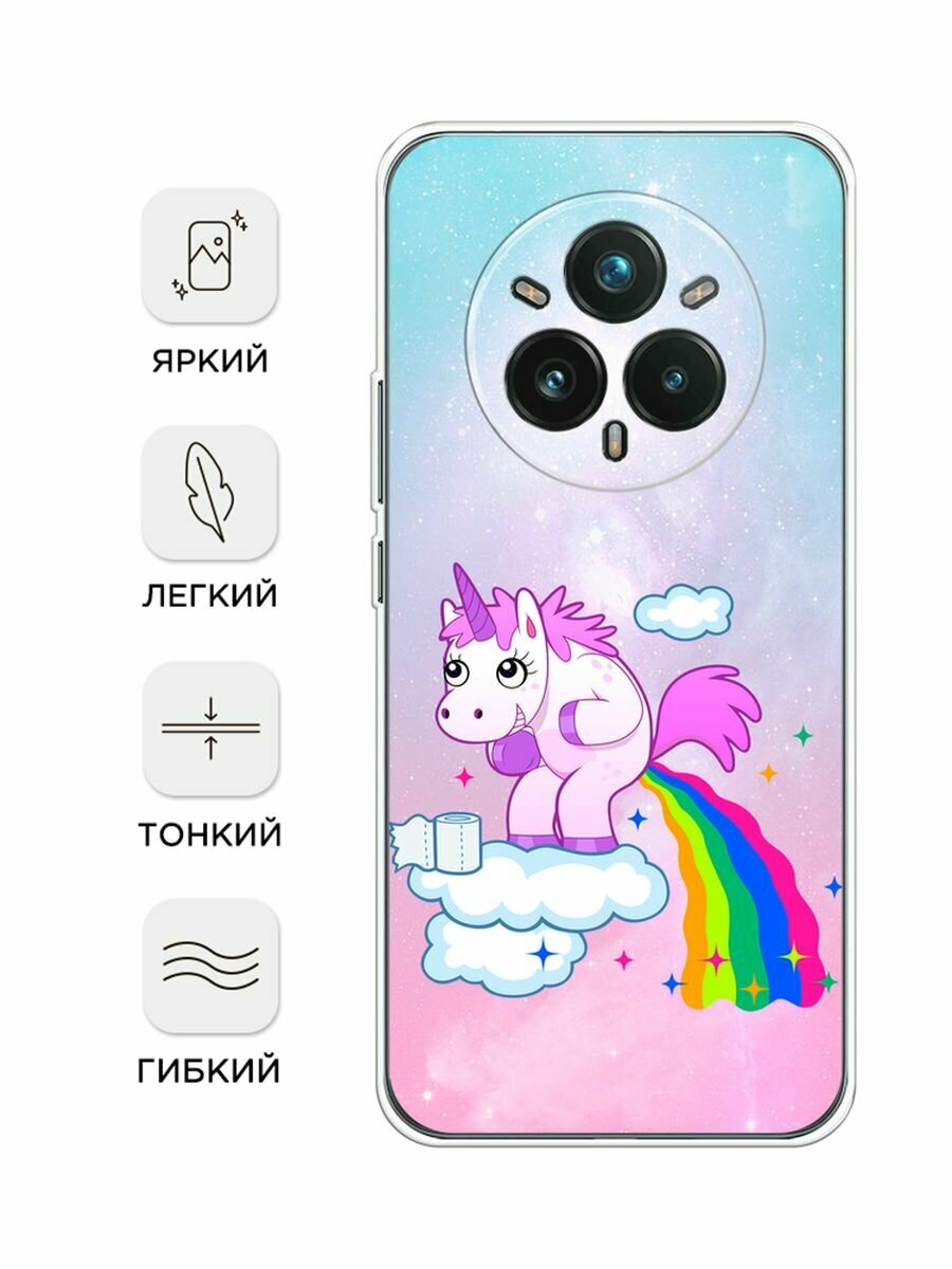 Чехол на Realme 14 Pro / Реалми 14 Про с принтом "Единорог какает" — фото 1