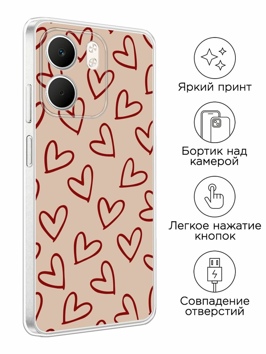 Чехол на Oppo A5x / Оппо А5x с принтом "Little hearts doodles 1 - 14 февраля" — фото 1