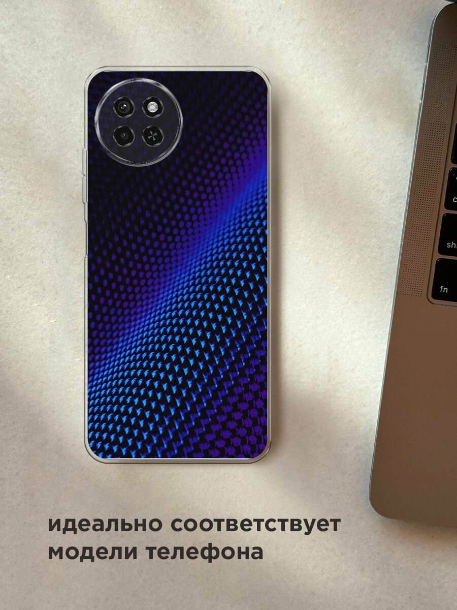 Силиконовый чехол на Itel S23 / Ител S23 с принтом "Синий карбон" — фото 1