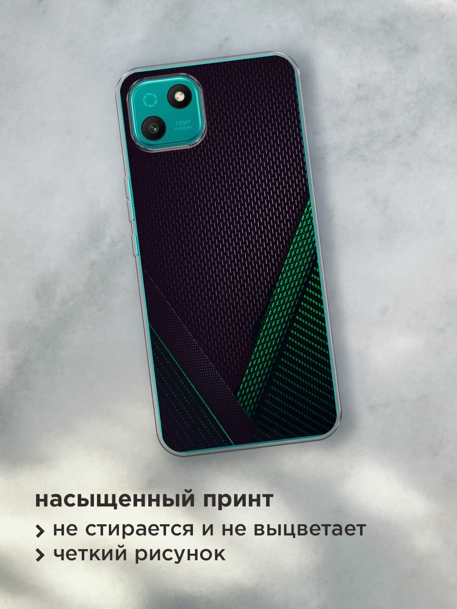 Силиконовый чехол на Wiko T10 / Вико Т10 с принтом "Зеленый карбон" — фото 1