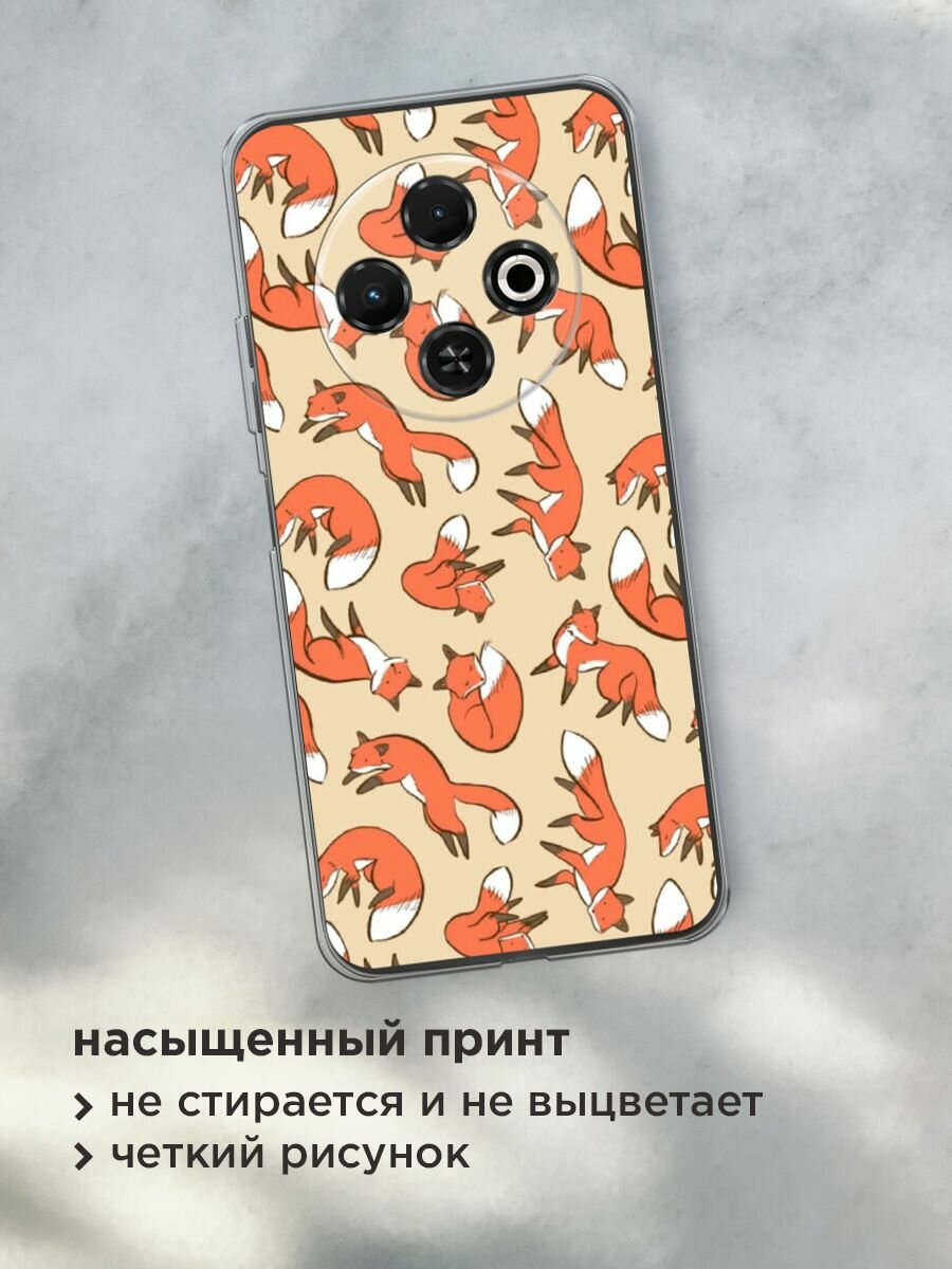 Чехол на Tecno Spark 30C / Текно Спарк 30C с принтом "Лисички фон" — фото 1