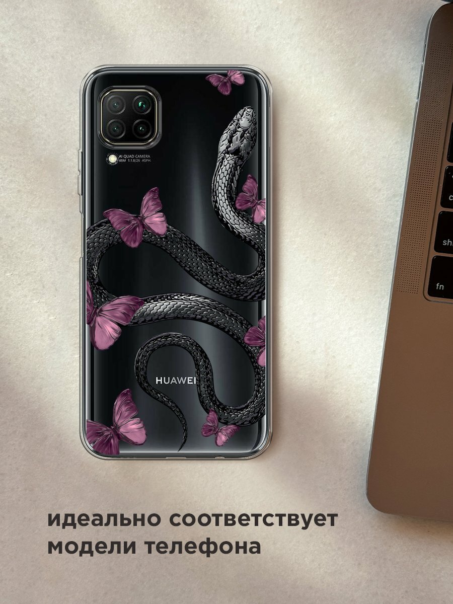 Чехол на Хонор 30S/Хуавей P40 Lite 5G/Нова 7 SE с принтом "Snake and butterflies 2" — фото 1