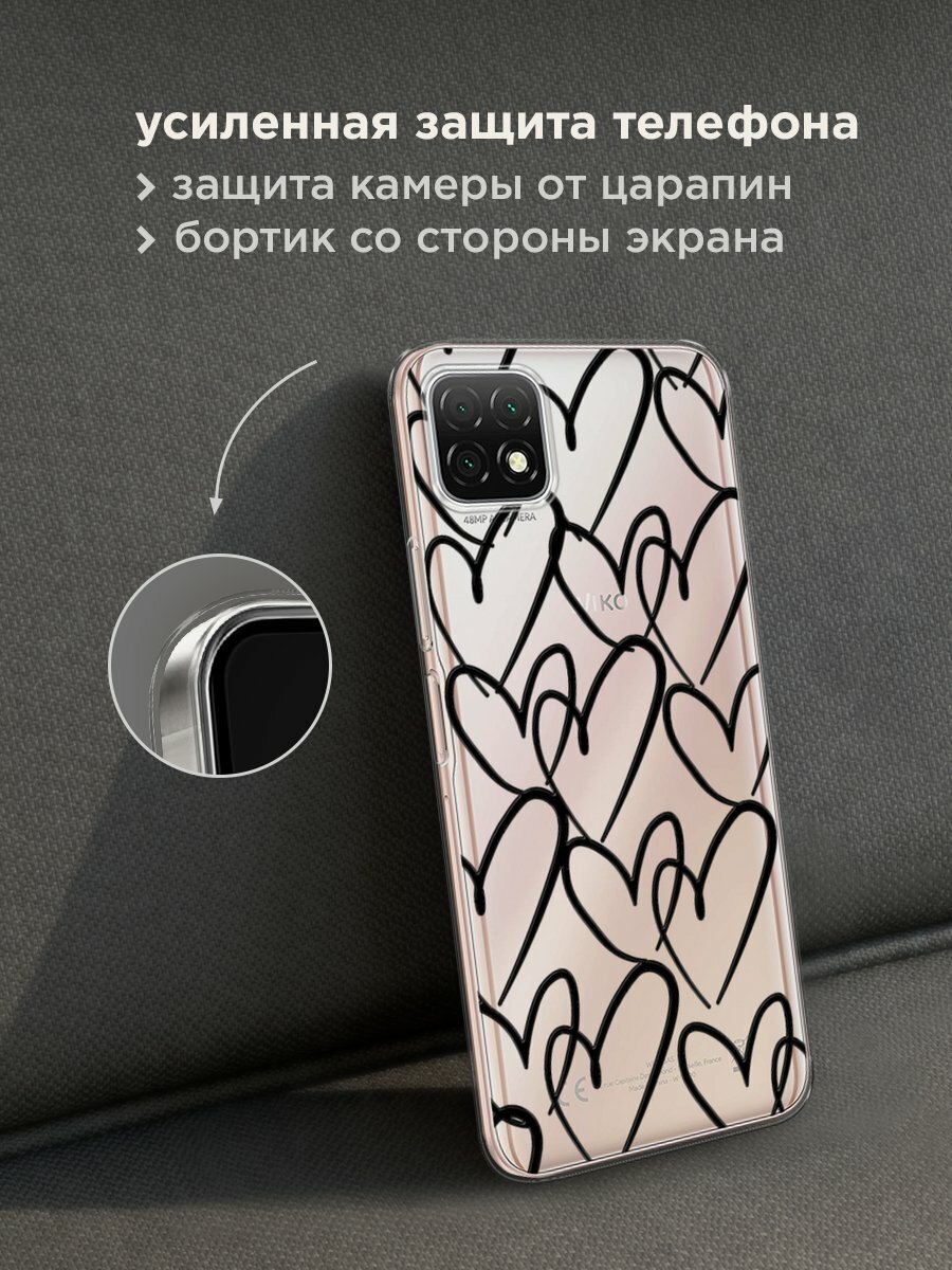 Чехол на Wiko T3 / Вико Т3 с принтом "Hearts doodle black 1" — фото 1