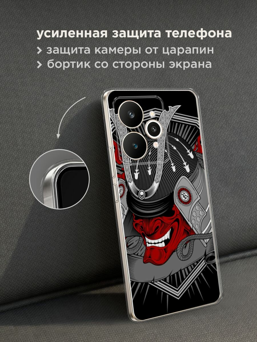 Чехол на Realme 15 / Реалми 15 с принтом "Красная маска самурая" — фото 1