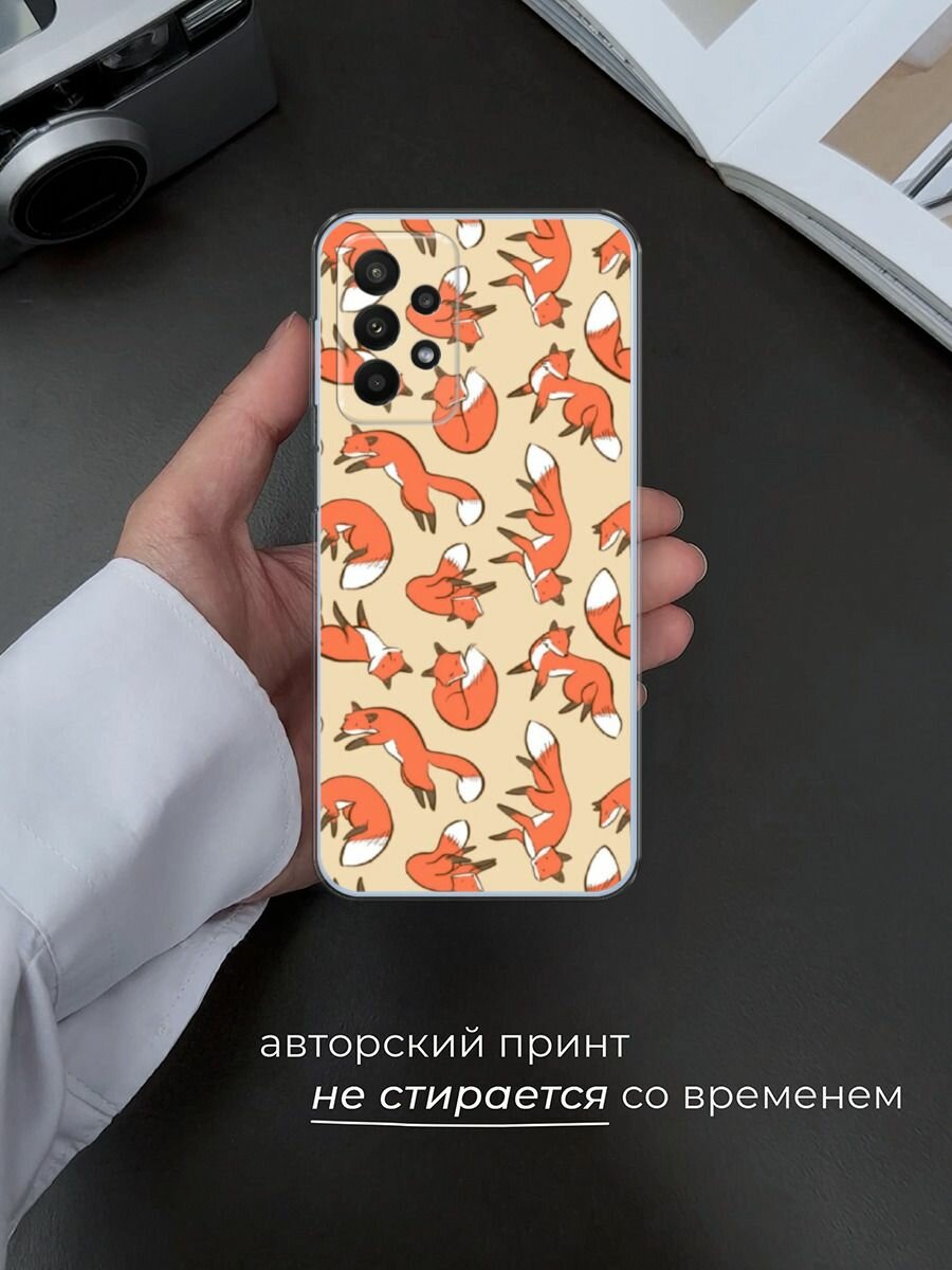 Чехол на Samsung Galaxy A23 / Самсунг Галакси А23 с принтом "Лисички фон" — фото 1
