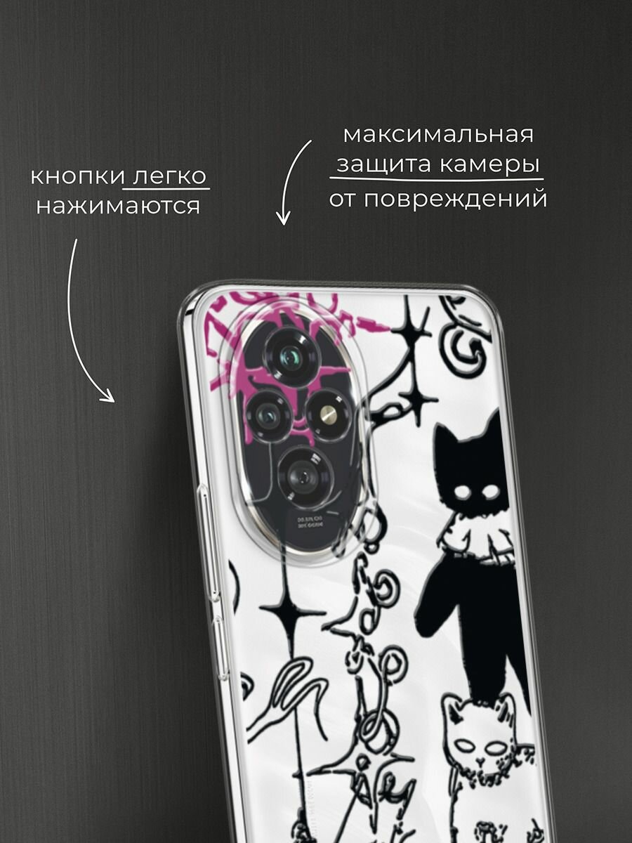 Чехол на Honor 200 / Хонор 200 с принтом "Готические котики" — фото 1
