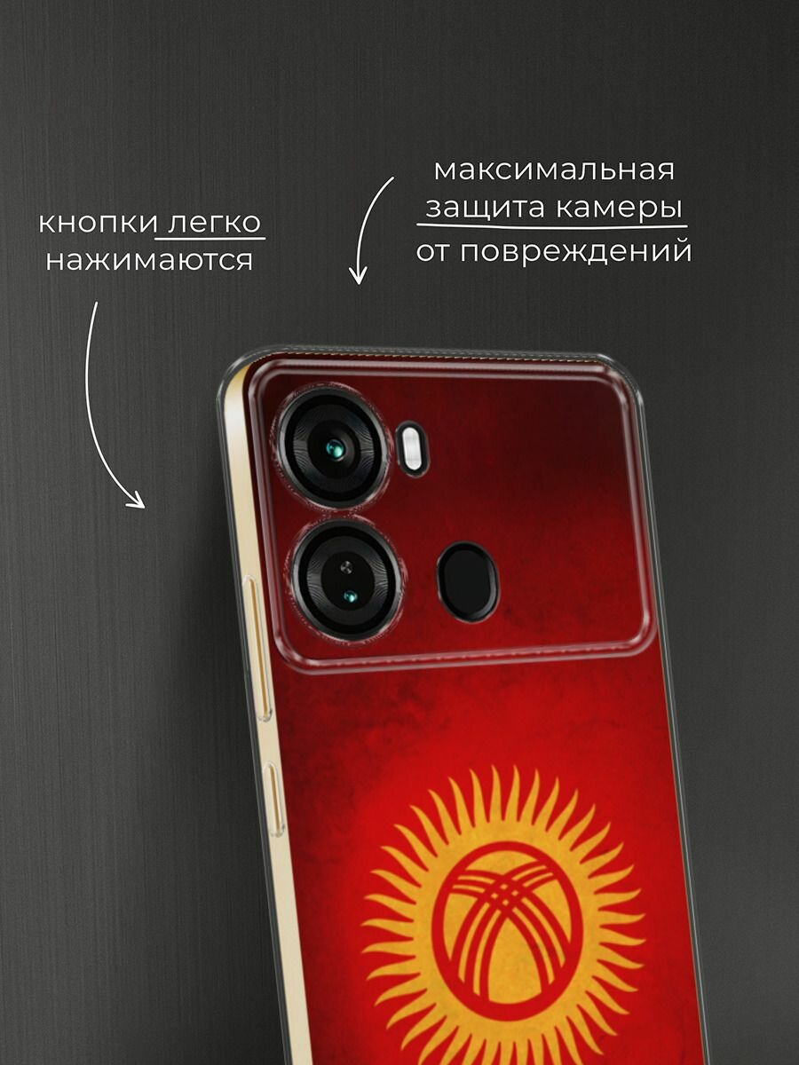 Силиконовый чехол на Itel P40 / Ител P40 с принтом "Флаг Киргизии" — фото 1