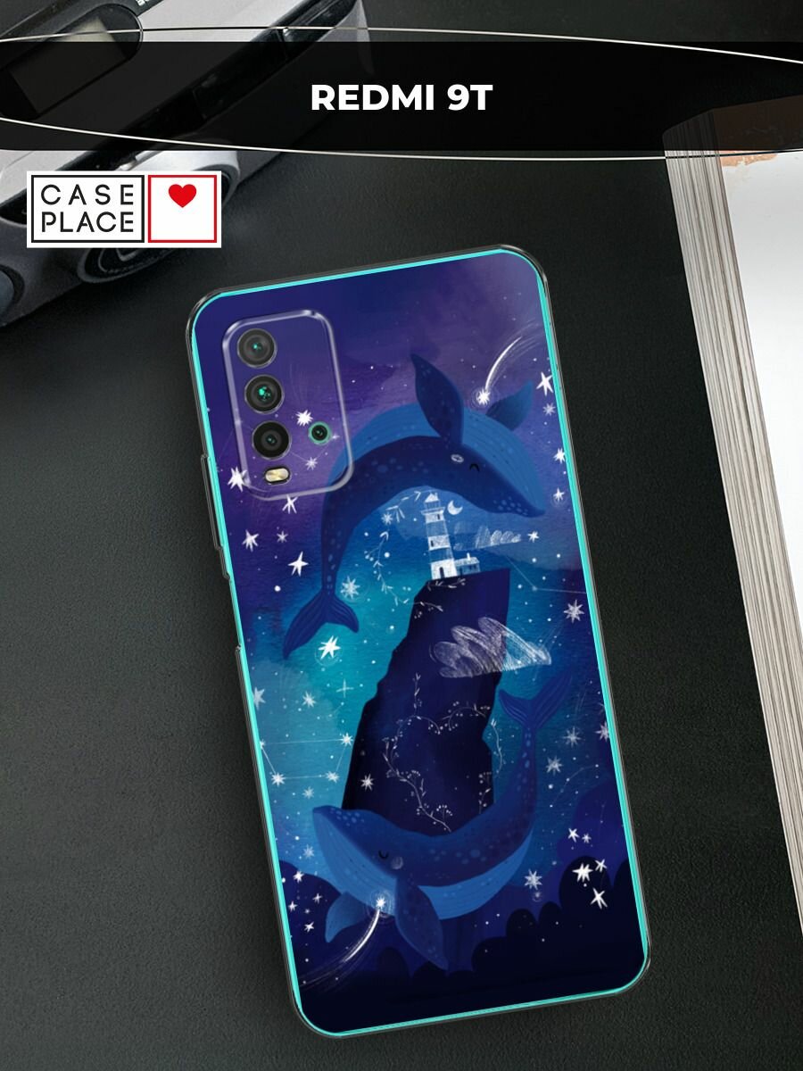 Чехол на Xiaomi Redmi 9T / Сяоми Редми 9Т с принтом "Ночные киты"