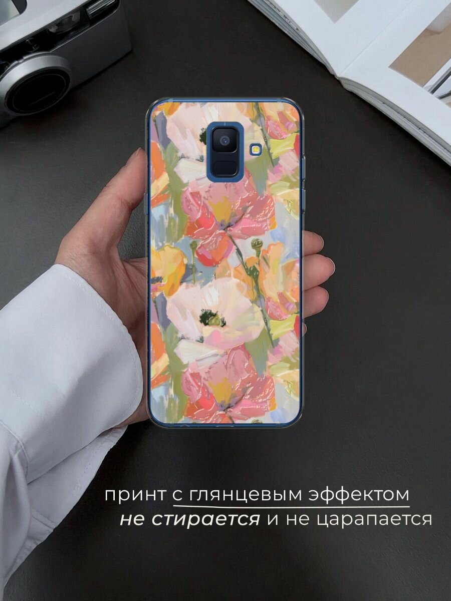 Чехол на Samsung Galaxy A6 / Самсунг Галакси А6 с принтом "Акварельные анемоны" — фото 1