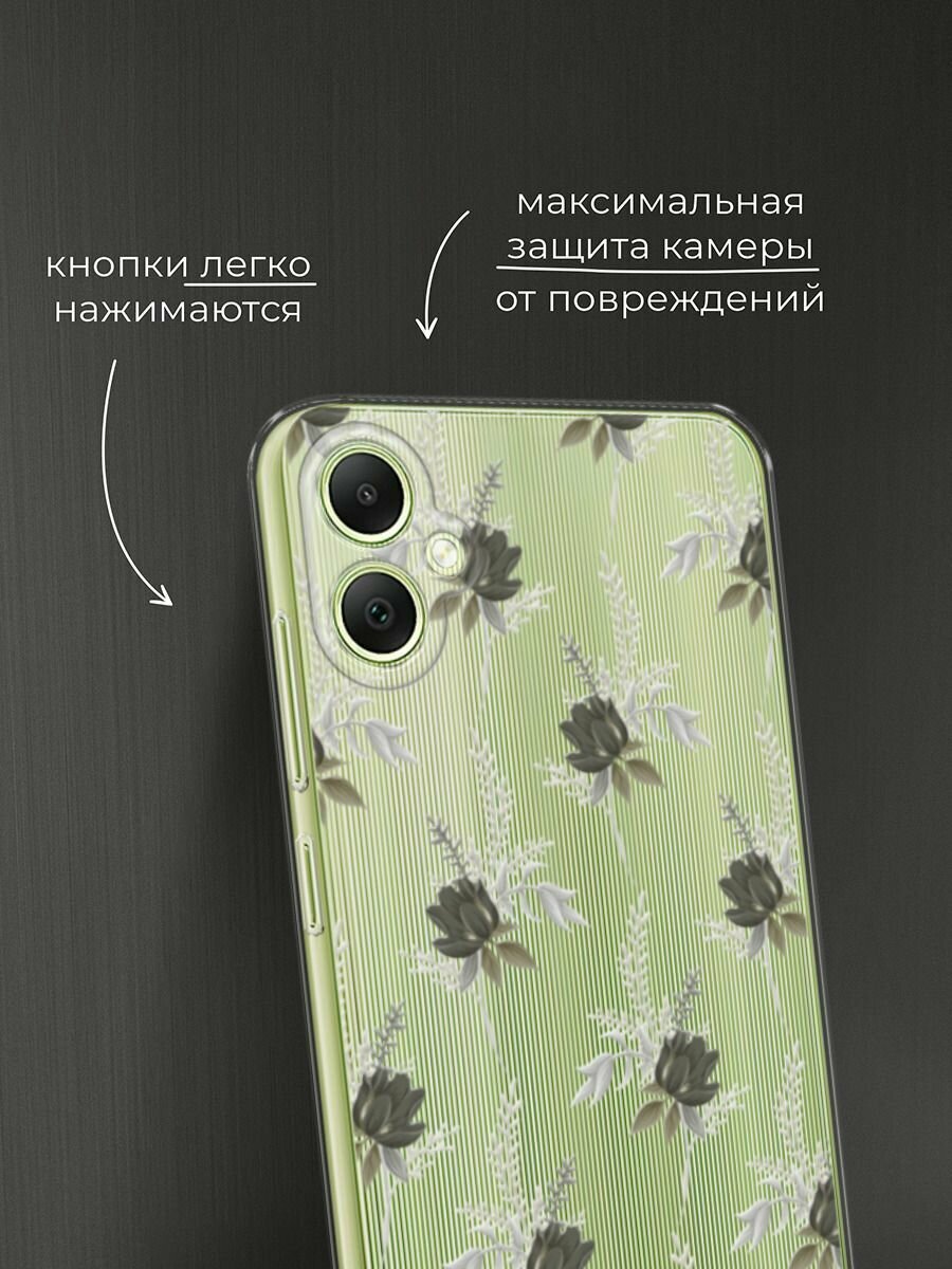 Чехол на Samsung Galaxy A05 / Самсунг Галакси A05 с принтом "Паттерн цветы сепия" — фото 1