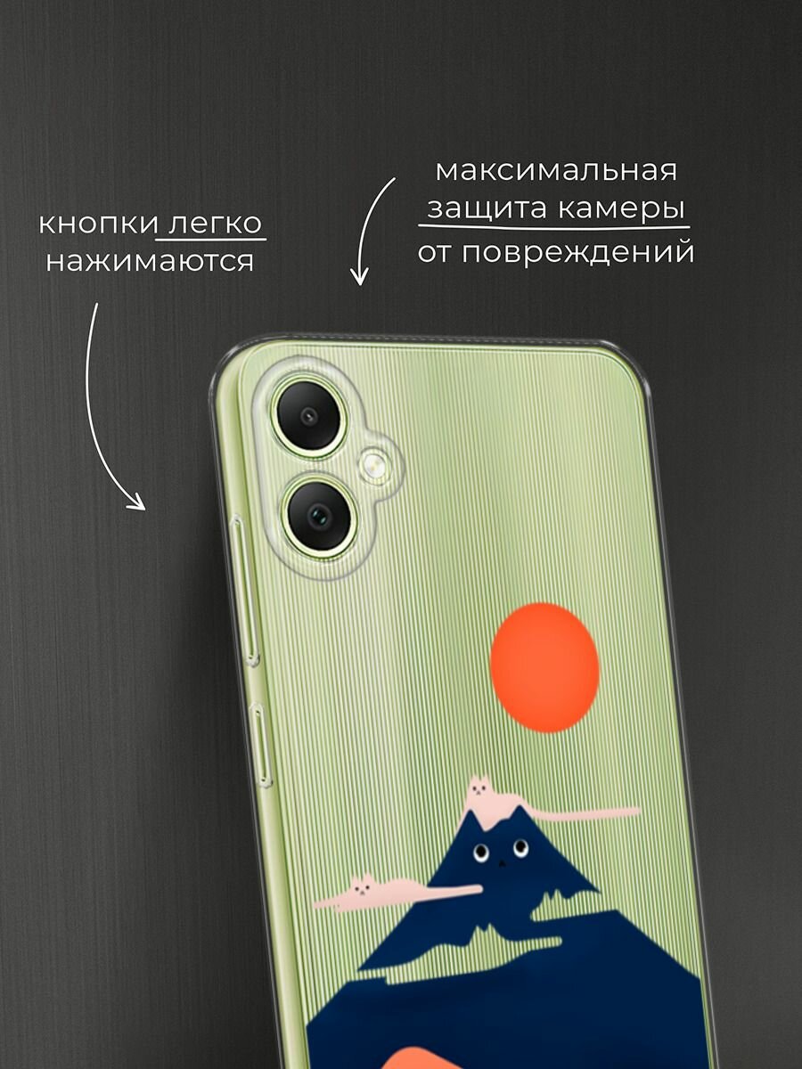 Чехол на Samsung Galaxy A05 / Самсунг Галакси A05 с принтом "Кот-гора", прозрачный — фото 1