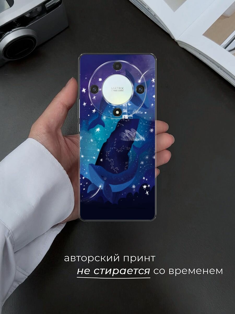 Силиконовый чехол на Honor X9A / Хонор X9A с принтом "Ночные киты" — фото 1