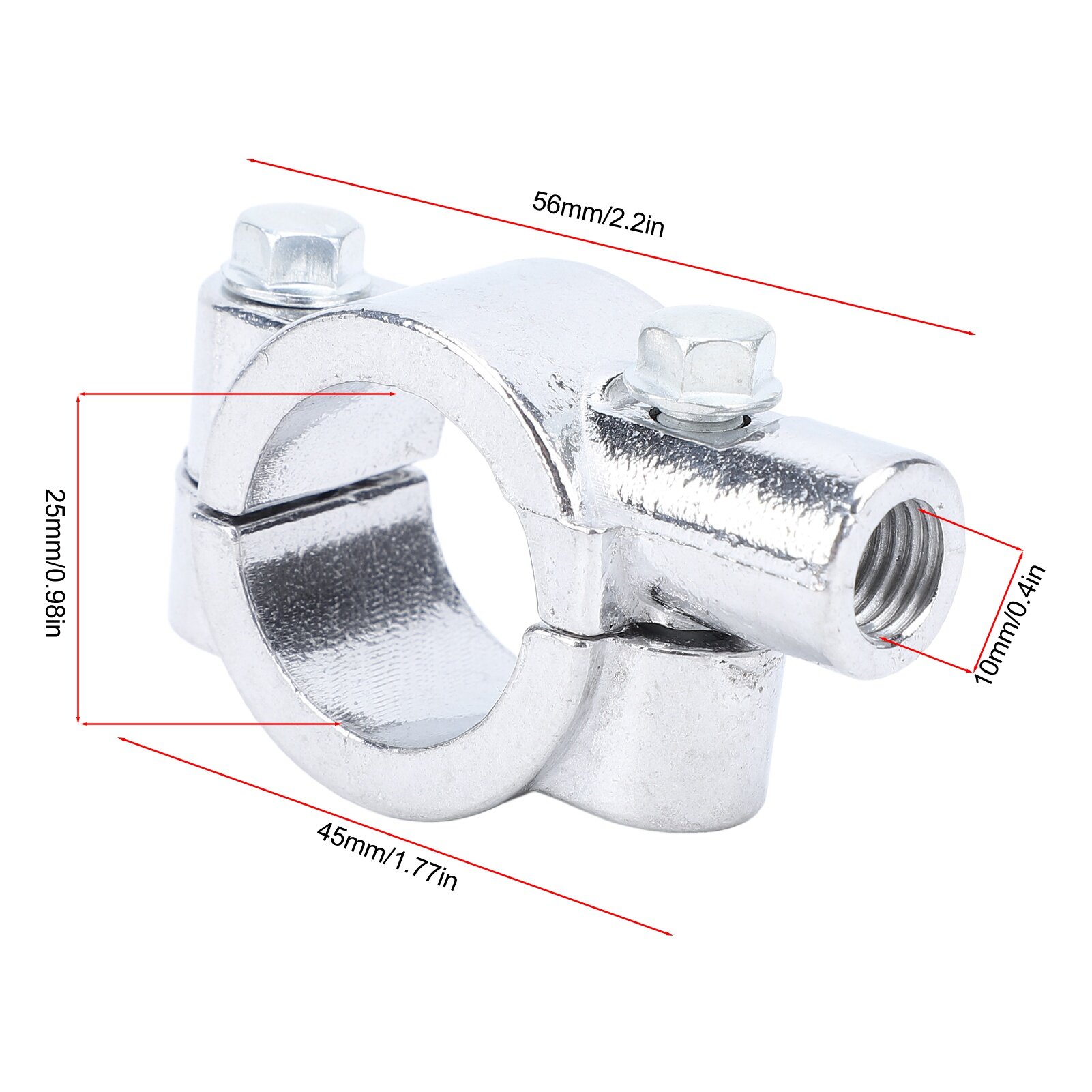 2 шт. 25 мм держатель для крепления зеркала на руль мотоцикла зажим кронштейн адаптер универсальный для мотоцикла квадроцикла скутера проект велосипеды серебристый M10