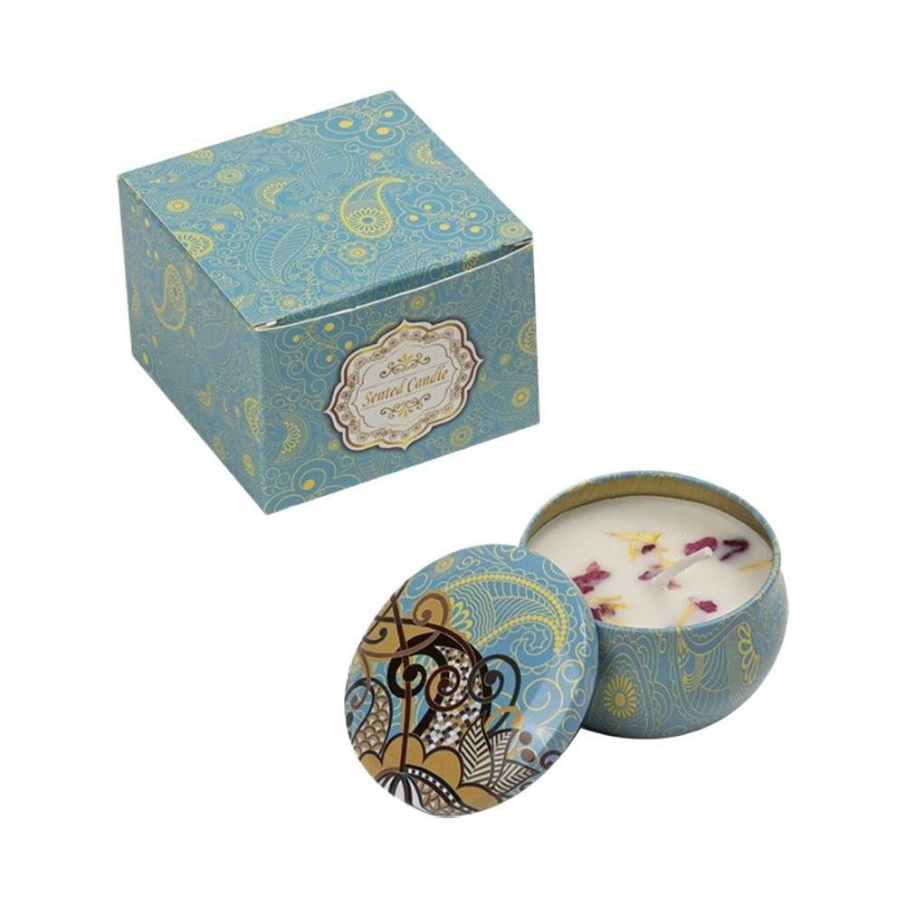 Ароматическая свеча с сухоцветами в жестяной банке, соевый воск для устранения запахов, бездымная свеча для дома