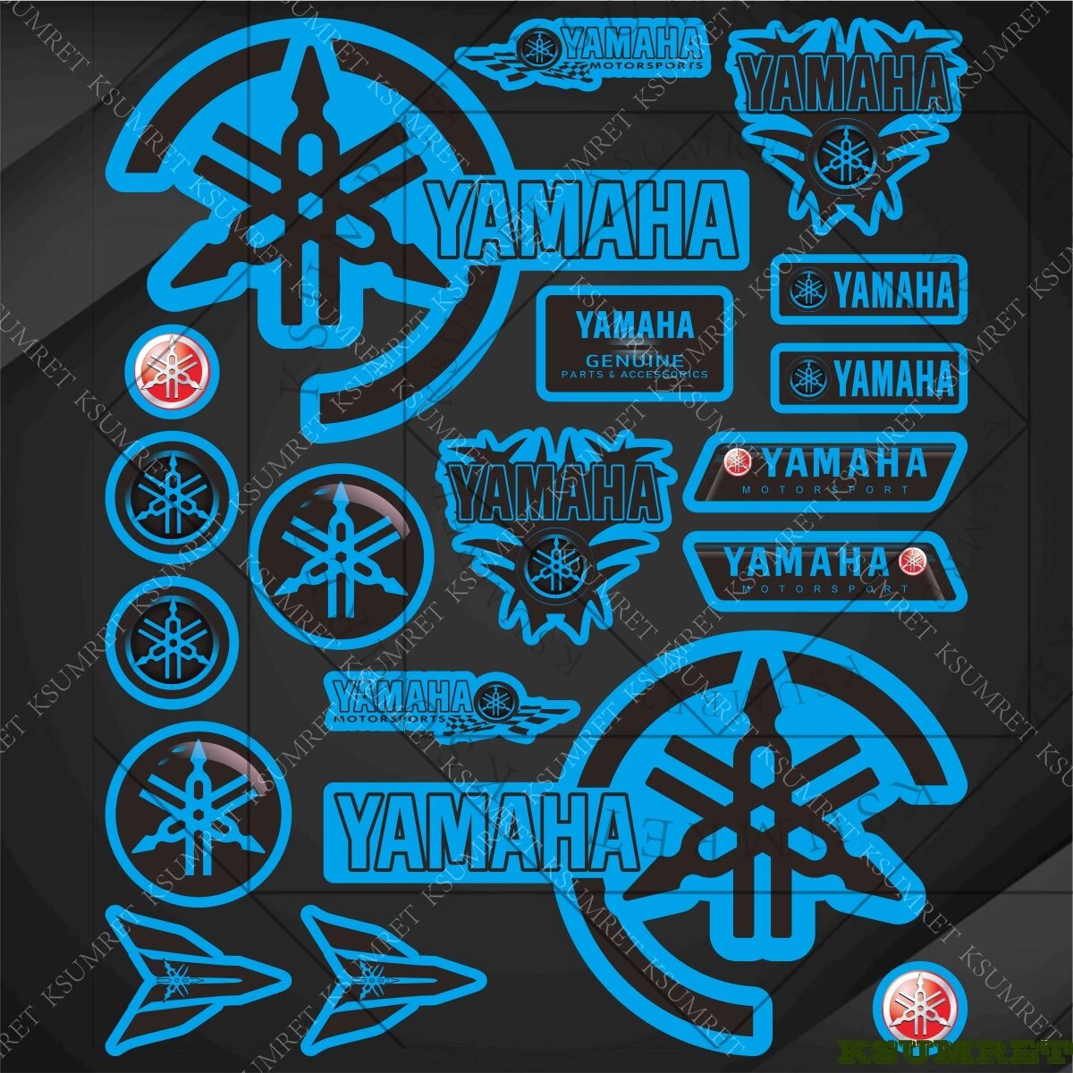 Наклейки Yamaha, синие виниловые наклейки на мотоцикл