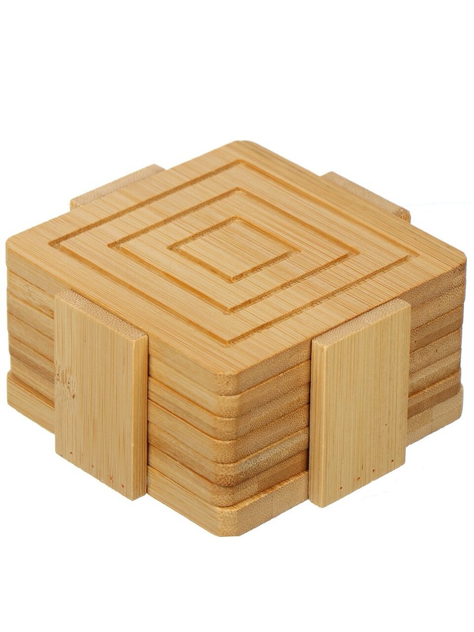 Подставка под горячее, дерево, 6 шт, 11.5х11.5 см, держатель, G11-LZ1001