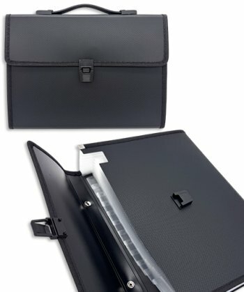 Папка портфель DM-225, 12 отделений, рельефное покрытие, черная, в ПВХ-пакете