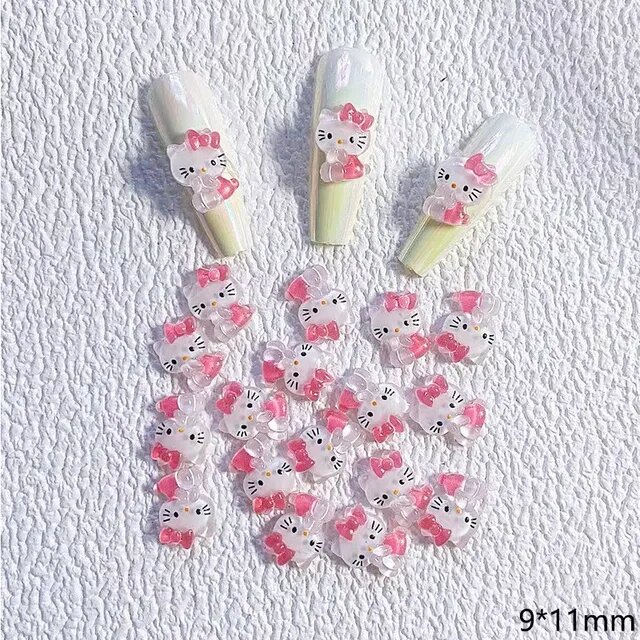 7-15 мм Kawaii Sanrio Hello Kitty Kuromi Nail Art Charms Design 3D Cartoon Kit, аксессуары для декора ногтей, 70 шт./50 шт. Поставщик ногтей,