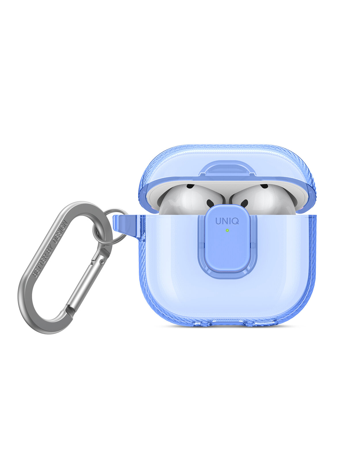 Чехол Uniq для Apple Airpods 4. Glase PRO с замком-защелкой, голубой