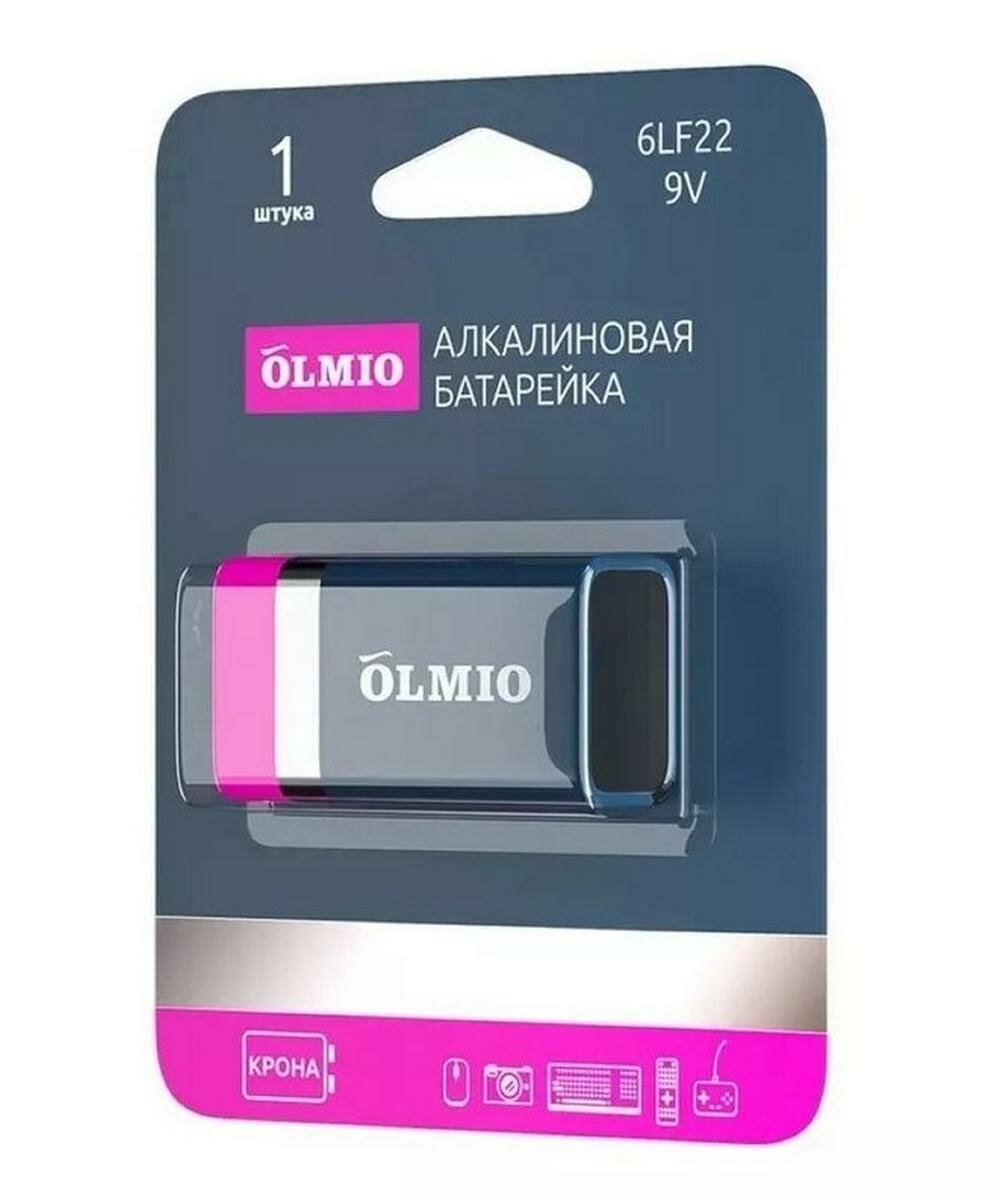 Батарейка Olmio Крона/6LF22 01 (щелочные) 1шт Черный RU