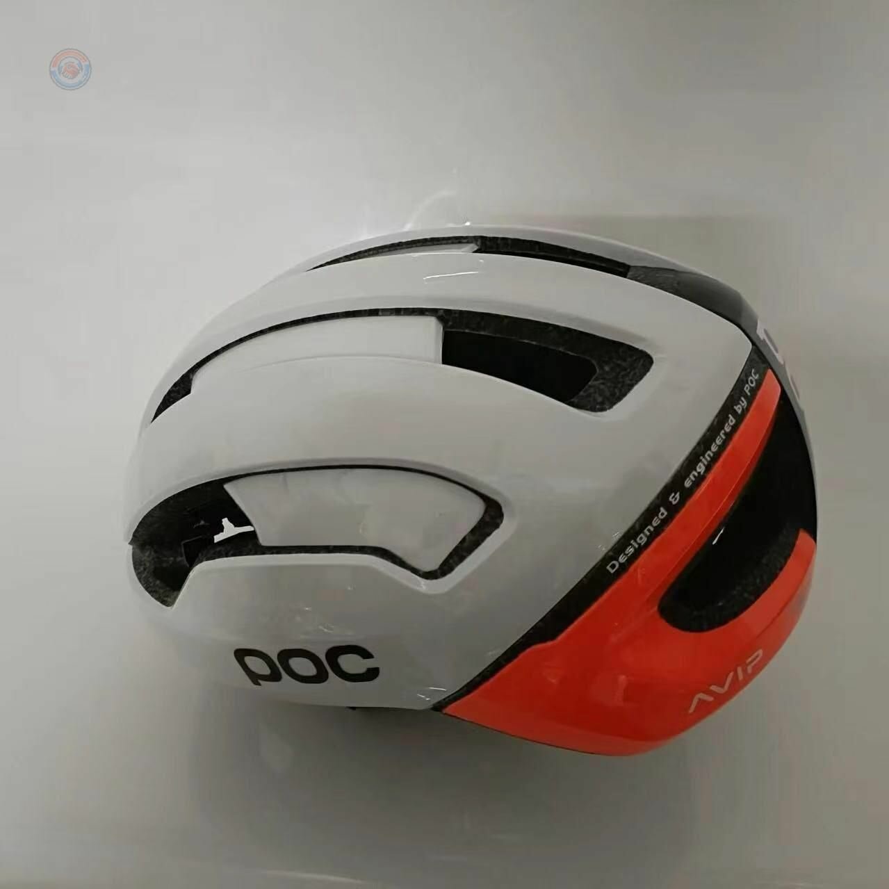 Велосипедный шлем POC для взрослых и подростков с регулируемыми ремнями и вентиляцией, белый и оранжевый, размер 54-60 см